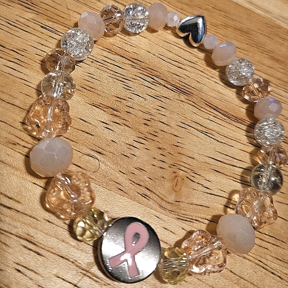 Handmade | Jewelry | New Handmade Breast Cancer Stretchy Bracelet ...